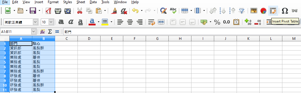 LibreOffice-Calc 樞紐分析 Pivot Table – Brassai Kao’s Tech Weave